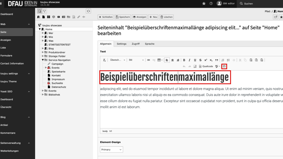 Tutorials: Quelltext im TYPO3-Editor bearbeiten – Hier ist toujou.