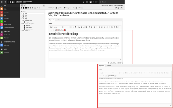 Tutorials: Quelltext im TYPO3-Editor bearbeiten – Hier ist toujou.